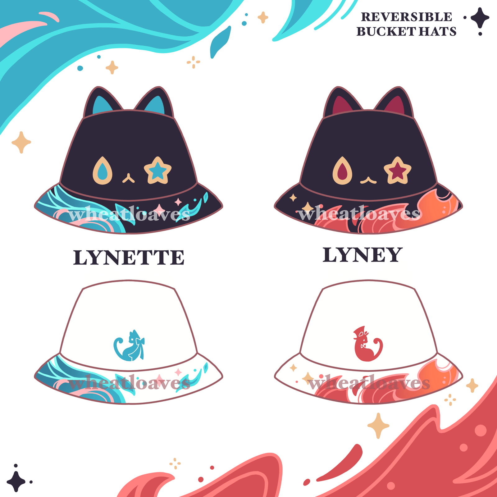 Genshin Impact - Lyney Lynette Reversible Bucket Hats | Wheatloaves