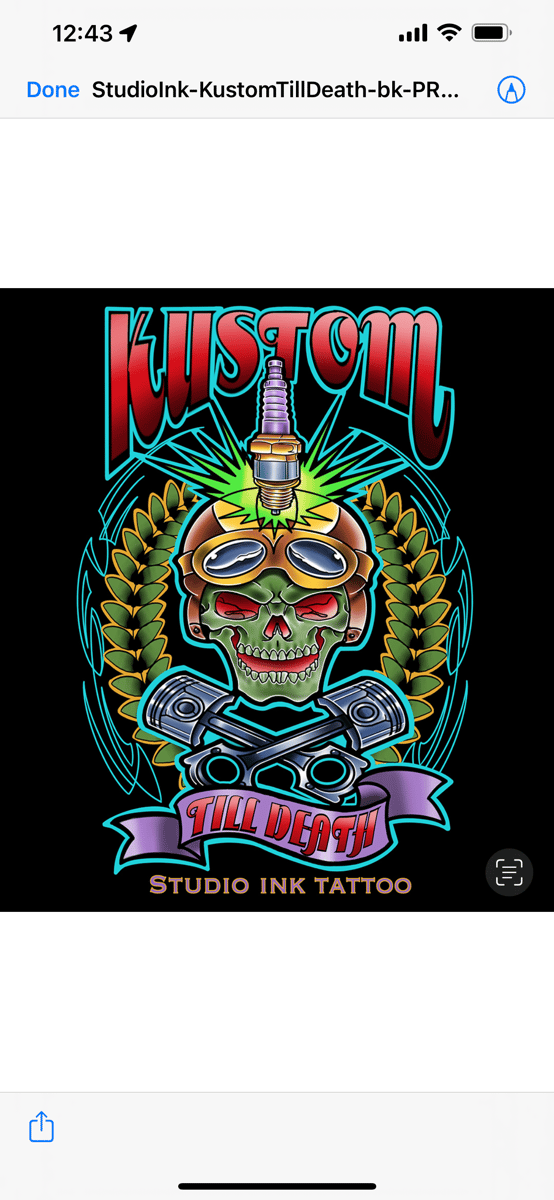 Kustom till death t-shirt / STUDIO INK TATTOO CARTRIDGES