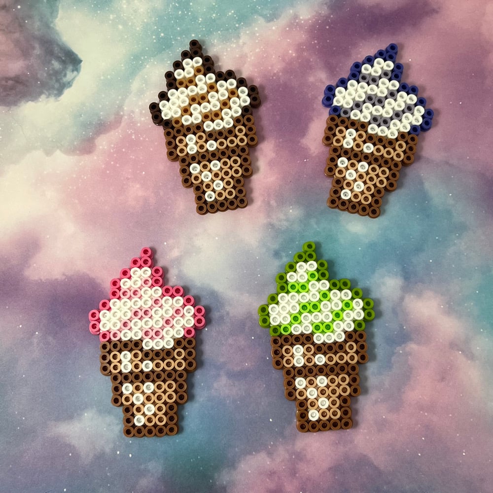 Ice Cream Perler Kandi Fridge Locker Magnet | LittleCraftiesStore