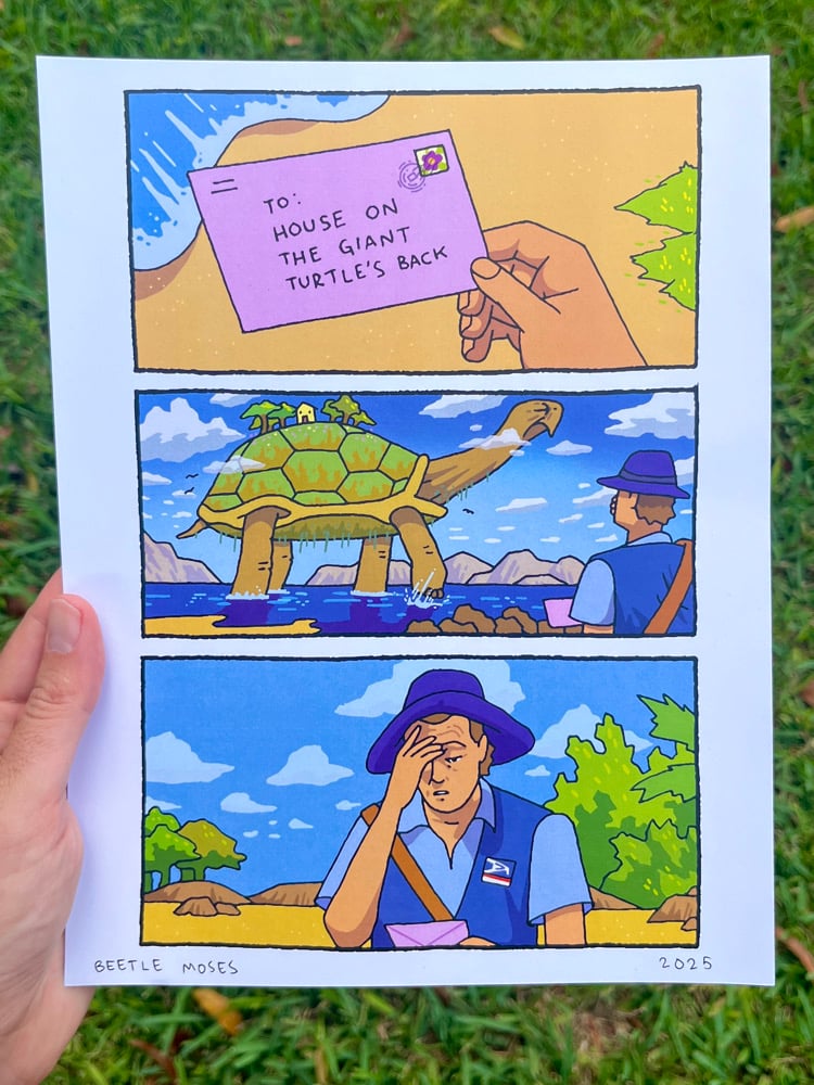 Giant Turtle Signed Print | Beetle Moses