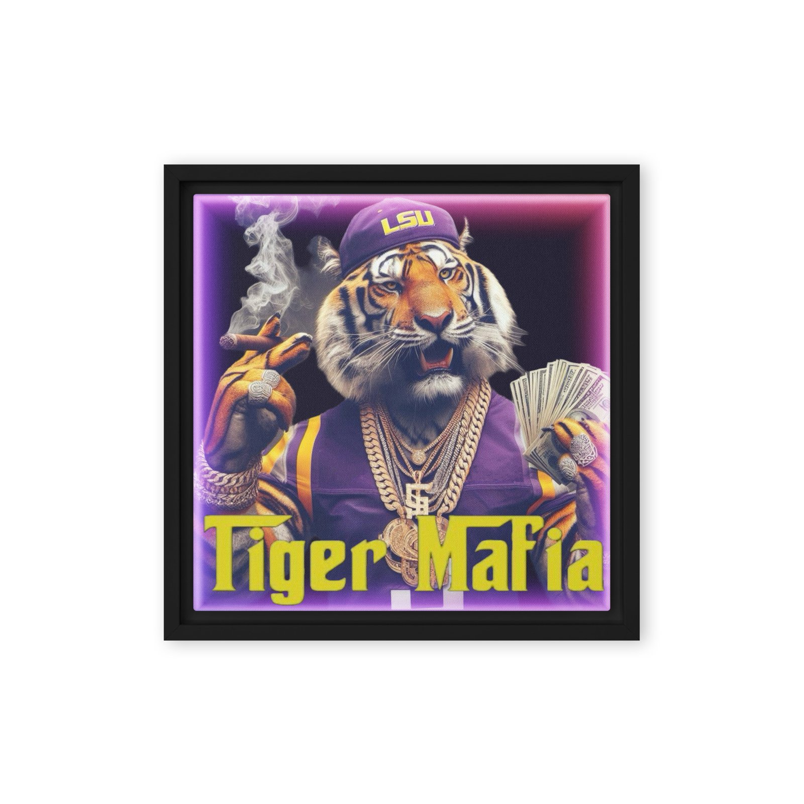 Tiger Mafia (Dapper Don) Framed canvas 12”x 12” | LSU Tiger Mafia