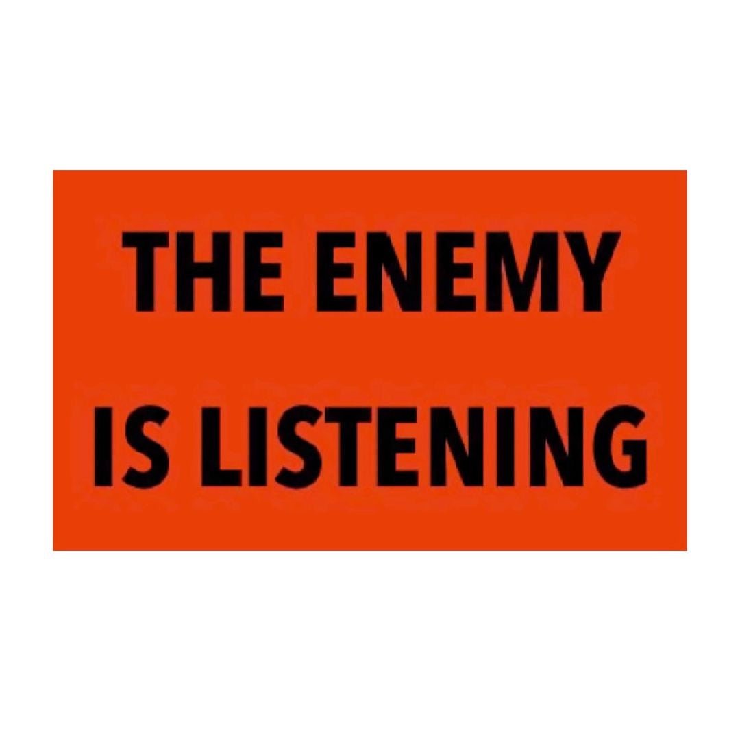 The Enemy Is Listenening 3" Stickers | Grateful Wolf
