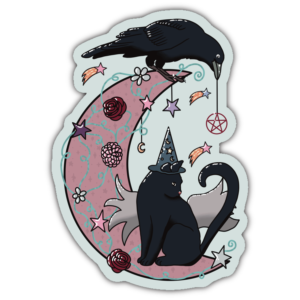 Wizard Cat & Crow - Sticker | Amanda Eiden