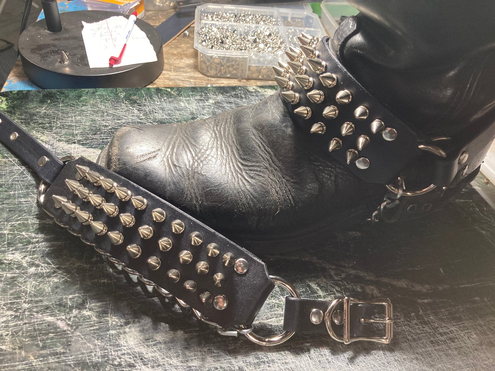 Three Row Spiked Bootstraps | SEXMAN LEATHER