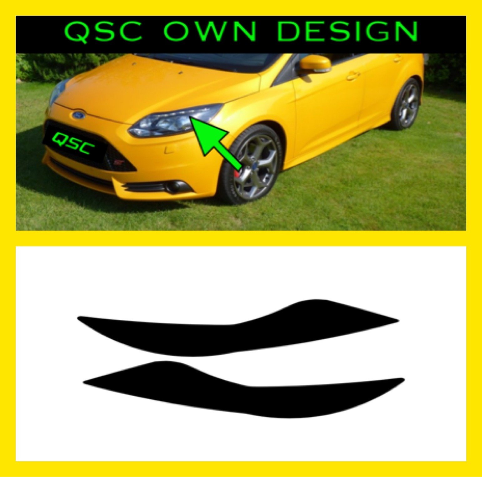 X2 Ford Focus Mk3 Headlight Eyebrow Stickers | QsCustom