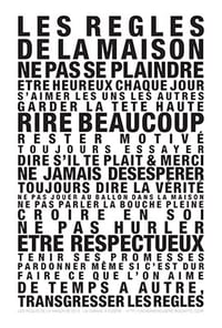 Affiche "Les Regles de la Maison" | la cabane à eugène