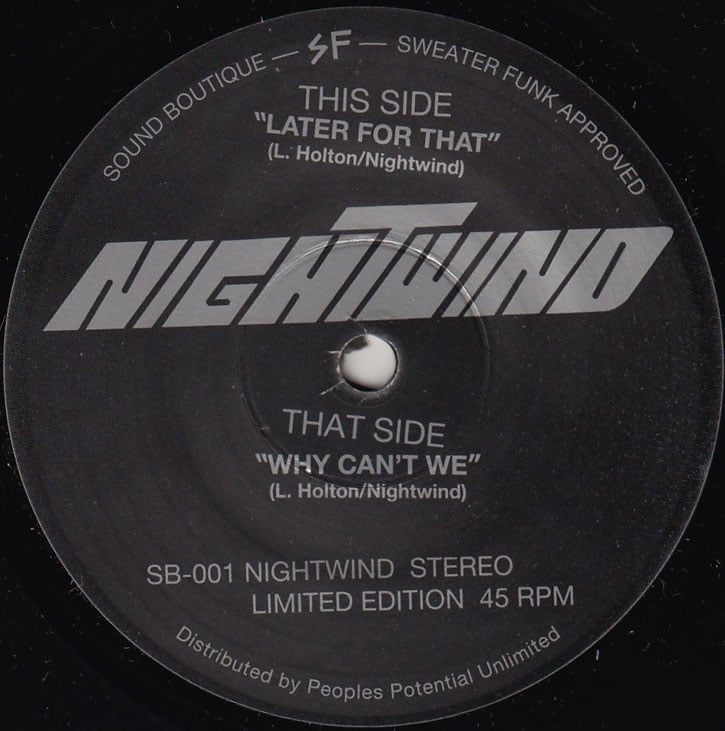 Sound Boutique — SB - 001 - Nightwind 'Later For That' and 'Why Can't ...