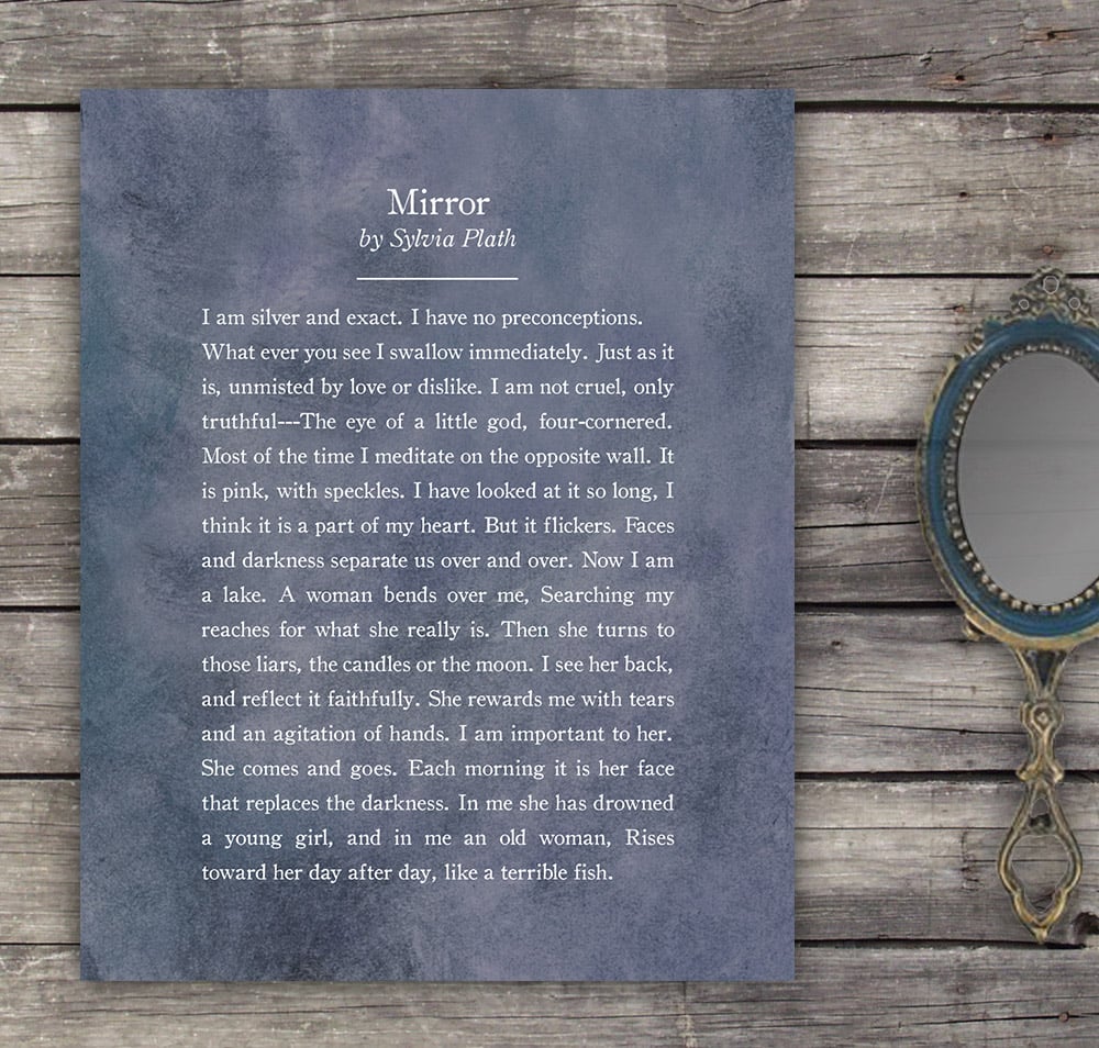Sylvia Plath "Mirror" Poetry Print / Riverway Studios