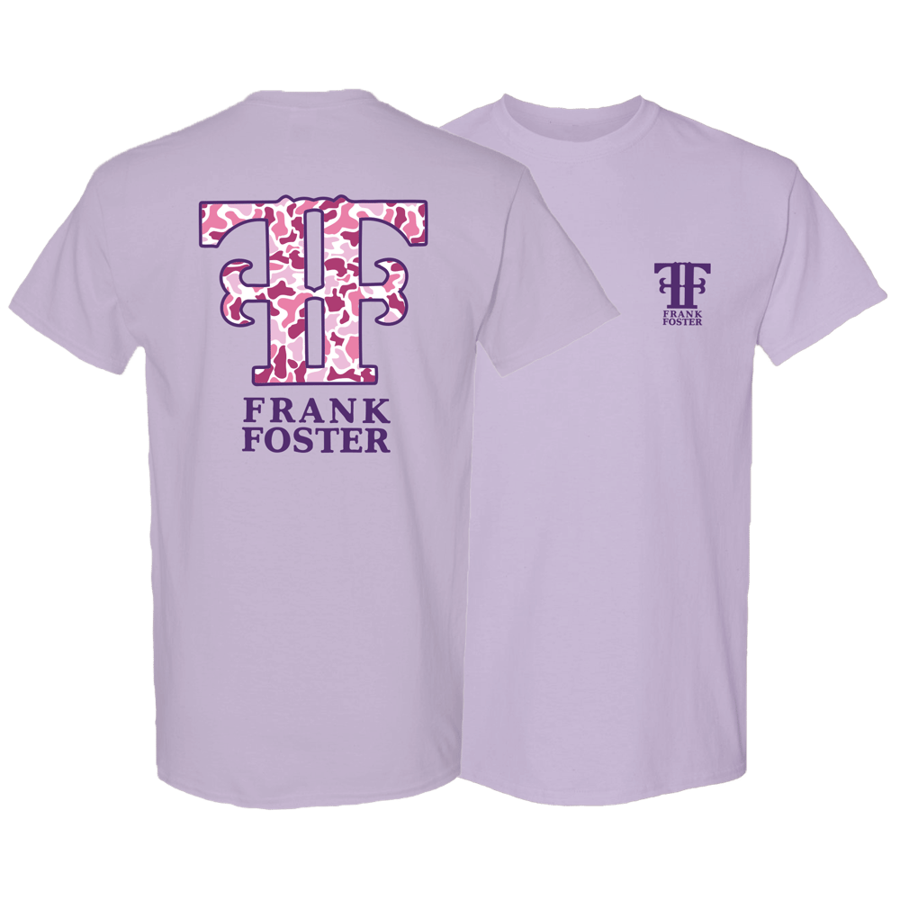 Ladies Purple Camo FF Logo Shirt | FrankFosterMusic