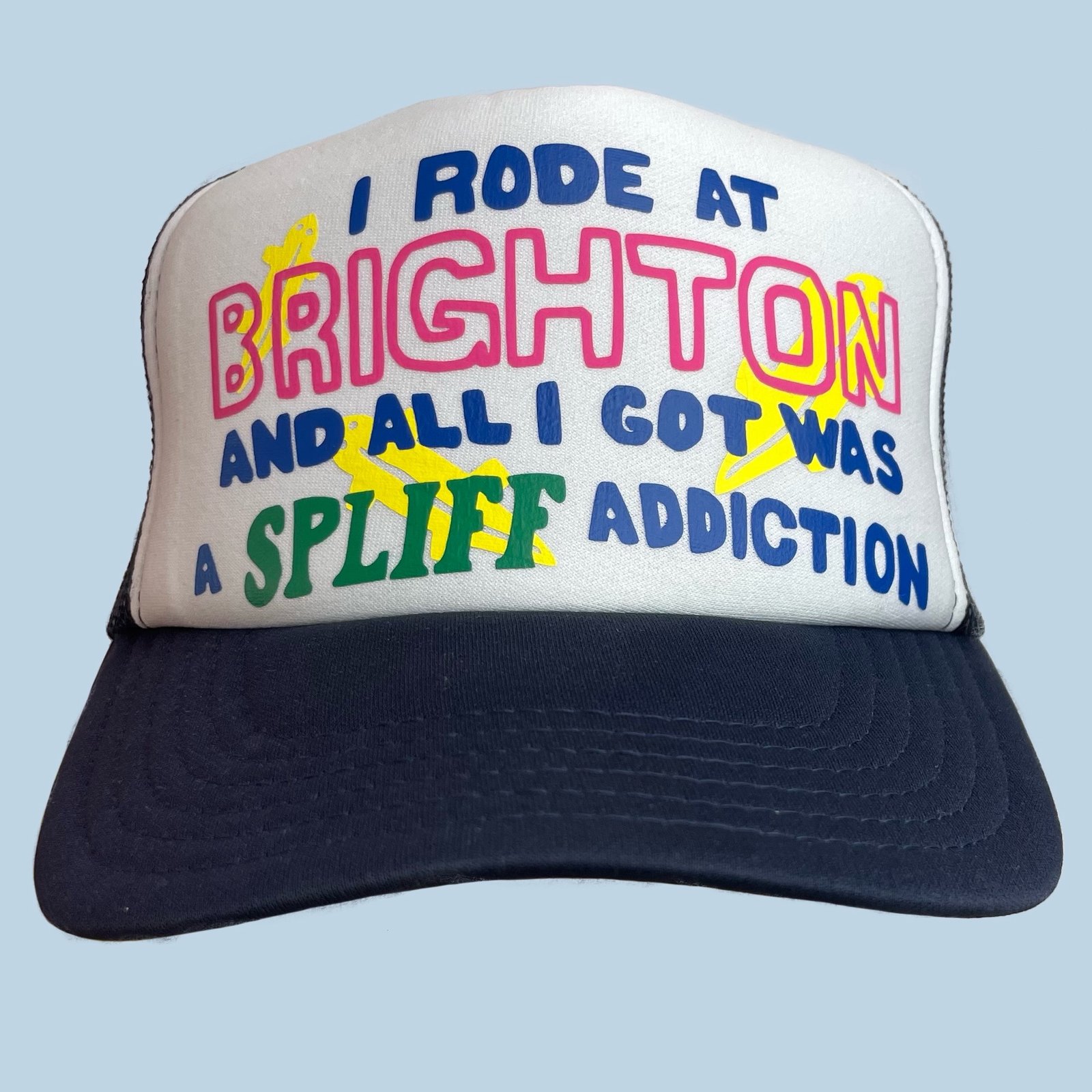 BLUE SPLIFF ADDICTION TRUCKER HAT | Lizard Stuff