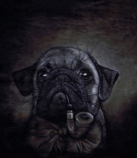 Limited Edition Signed Pug with Pipe Print | Jervis Portraits