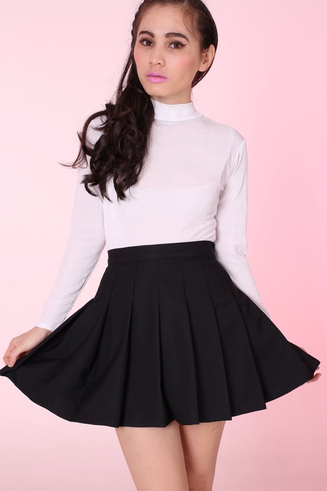 Made To Order Black Pleated Cheer Skirt Glitters For Dinner