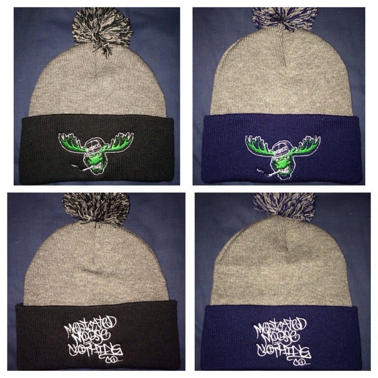 MEDICATED MOOSE CLOTHING CO. — Two tone Pom Pom Moose Beanie