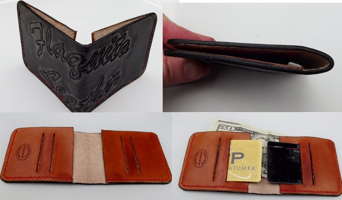 Slim Minimalist Wallet. Front Pocket Wallet. Hand tooled, personalized ...