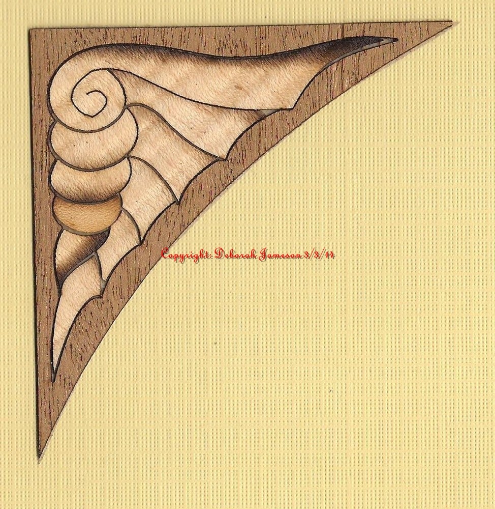 Item No. 208. Marquetry Inlay Veneer Corner Shell Design. / The ...