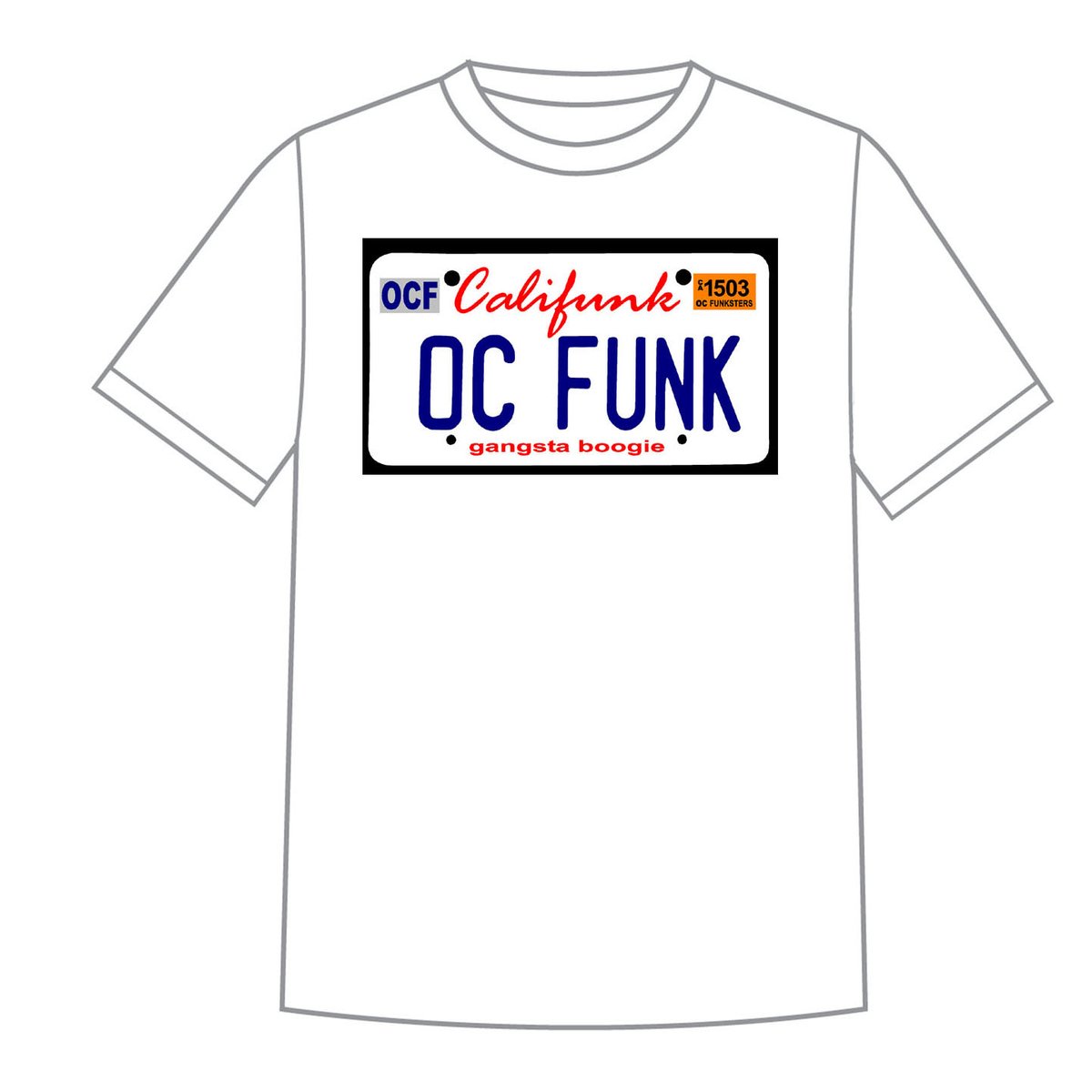 MUSIC SHOP — OC FUNK LICENSE PLATE WHITE T-SHIRT