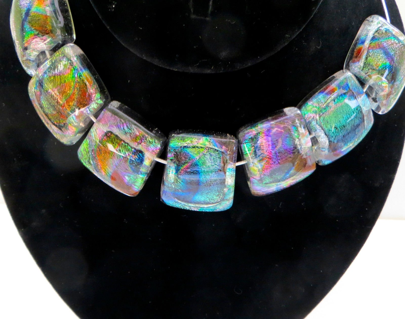 7 Piece Dichroic Fused Glass Necklace / Montana Art Glass Studio