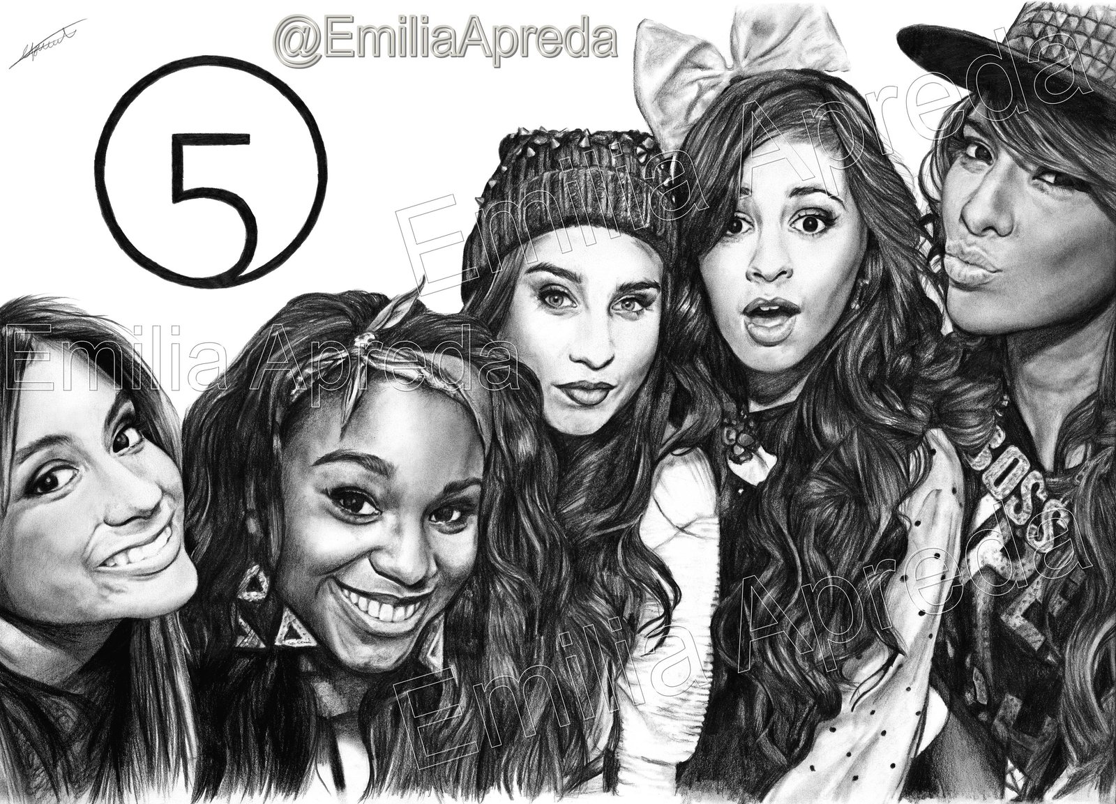 Fifth Harmony Group Drawing Fine Art Prints / Emilia Apreda Artist
