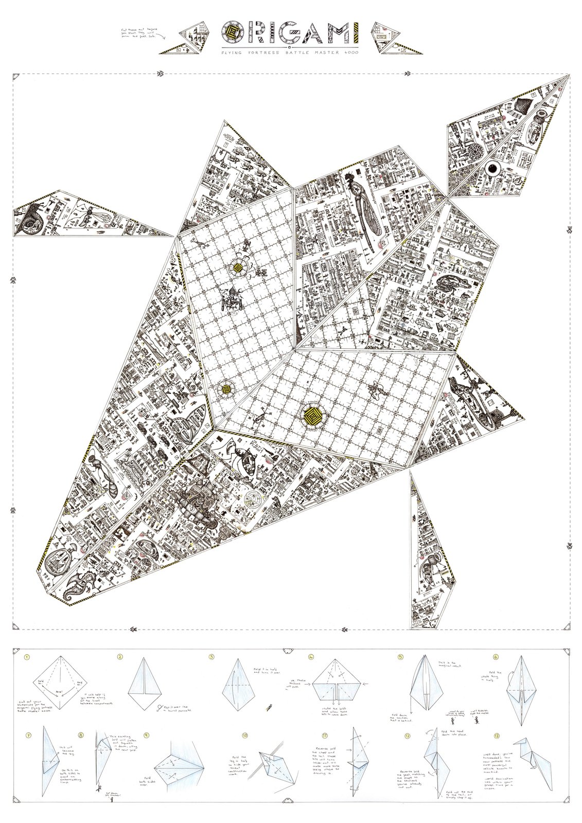 Origami Bird Poster / Origami Drawing