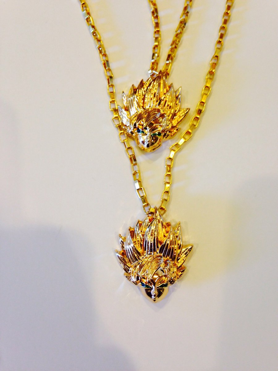 2 Goku Piece Chains / Brix & Zen - Mens Gold Accessories & Gold Jesus Piece
