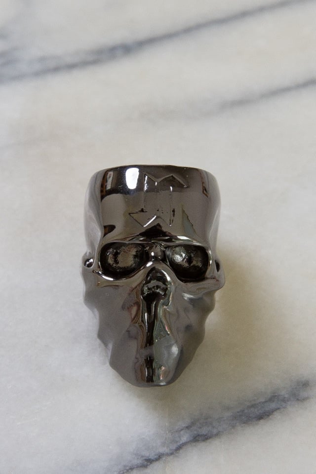 DEATH SKULL RING (USA SIZE 10) - GUN METAL GREY / JILTED ROYALTY