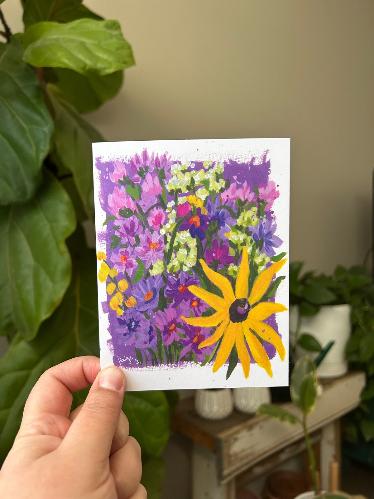 Purple Wildflowers Notecards- Set of 6 | Paige Elizabeth Studio