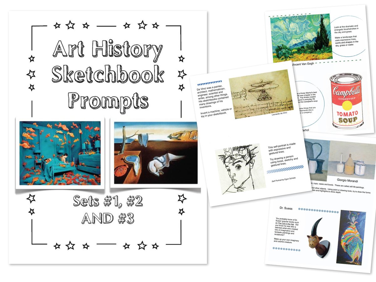 Art History Sketchbook Prompts, $4 for one set or $10 for all / Art is ...