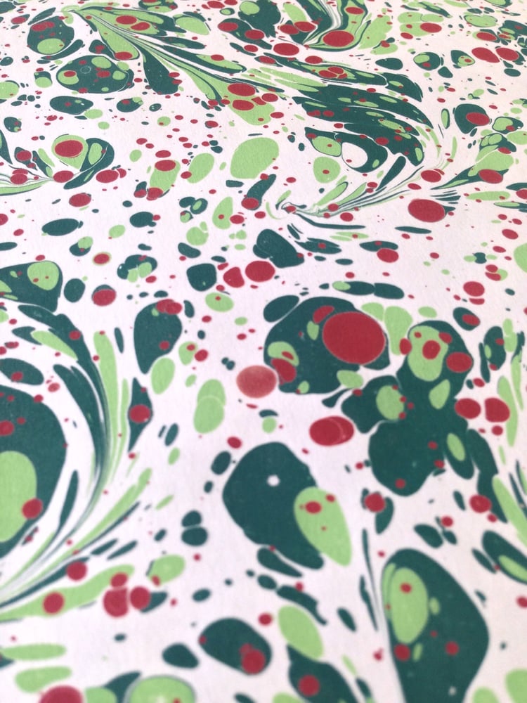 Marbled Paper #80 'Red Berries' | Jemma Lewis Marbling and Design