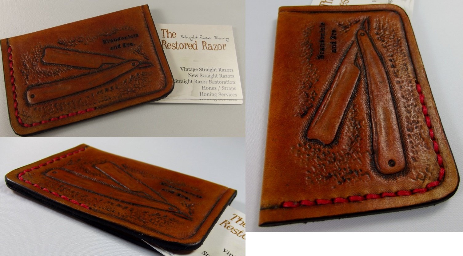 Custom Hand Tooled Leather Minimalist Front Pocket Wallet, Business ... Custom Hand Tooled Leather Minimalist Front Pocket Wallet, Business ...