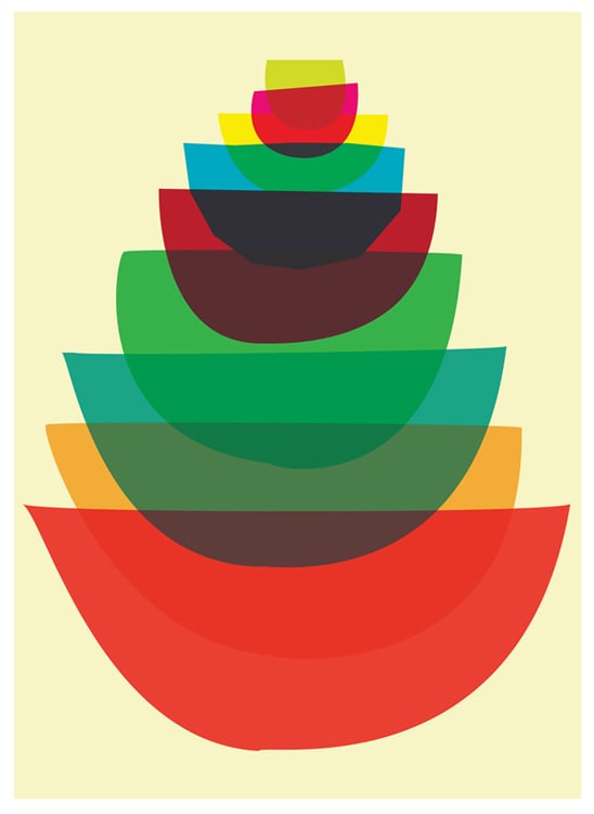 Bowl Stack Kitchen Art Print | strawberryluna