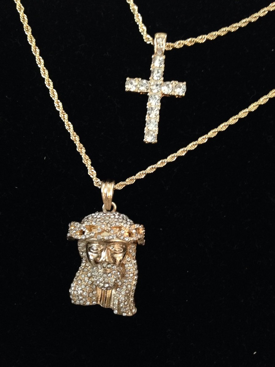 My Billionaire Lifestyle — Gold Bling Jesus piece and cross on rope chain