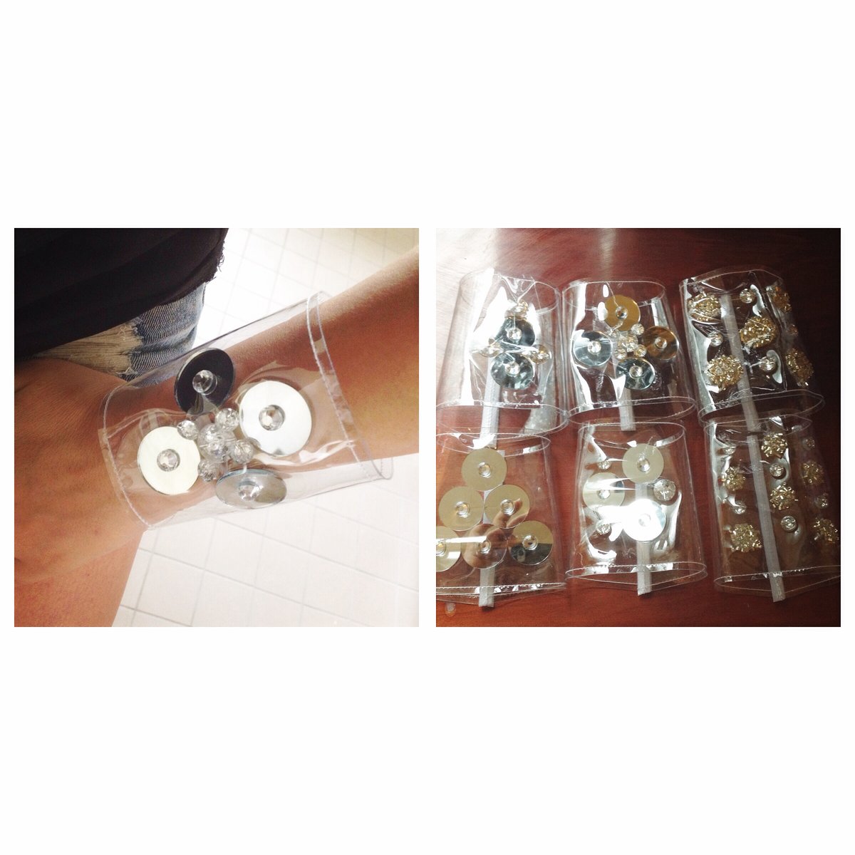 Clear PVC jewelled cuffs | MorenoMarcos