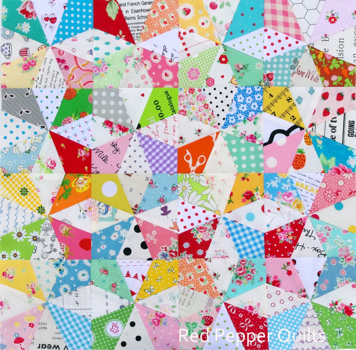 4 Inch Kaleidoscope Block ~ FOUNDATION PAPER PIECING PATTERN / Red ...