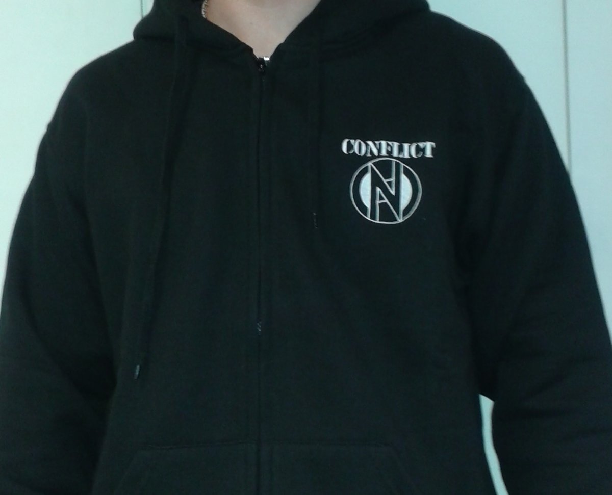 Conflict Zip Up Hoodie with Embroidered Logo | Mortarhate