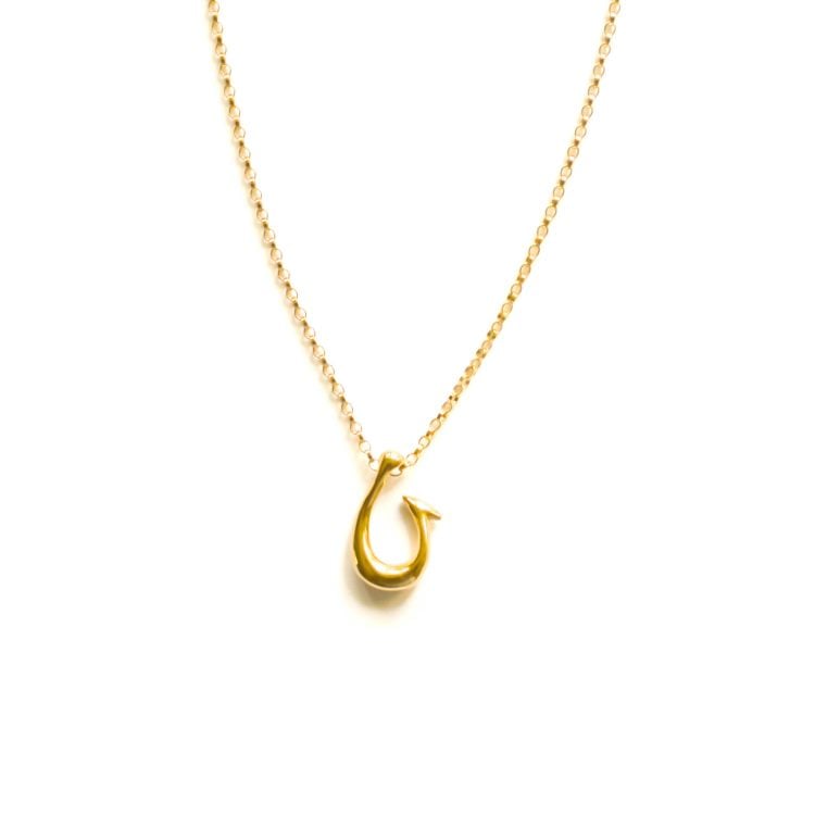 Makau Hawaiian Fish Hook Necklace Gold | Kahili Creations Made in ...