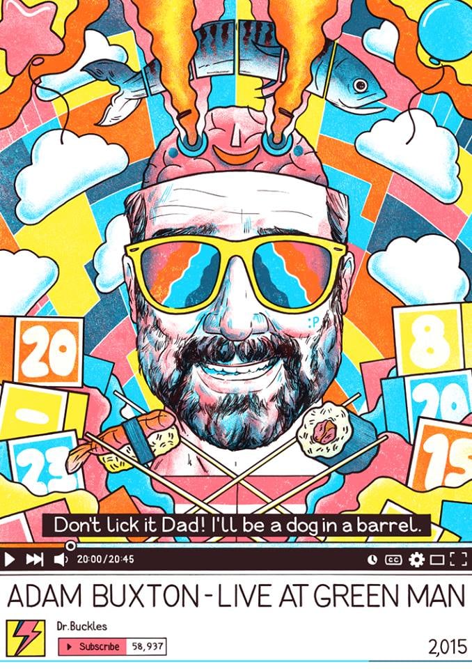 Adam Buxton - Green Man 2015 Poster | lukedrozd