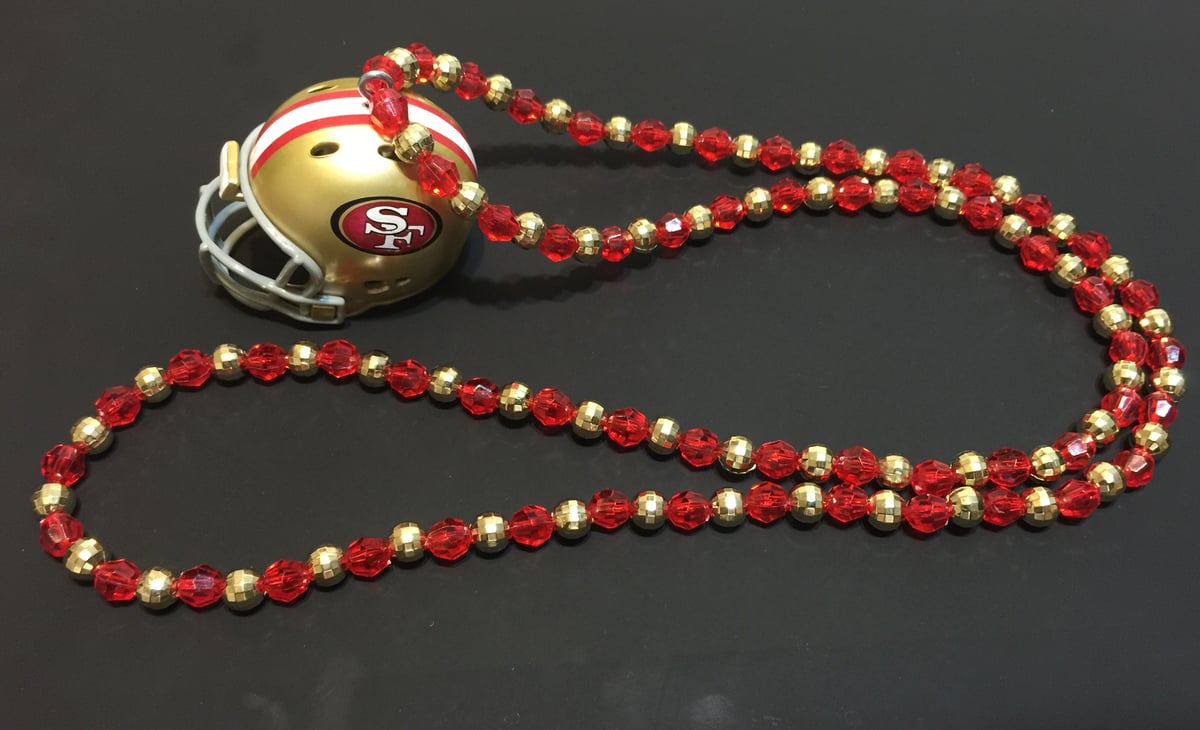 Red & Gold Beads with 49er Helmet | NinersWithAttitude.com