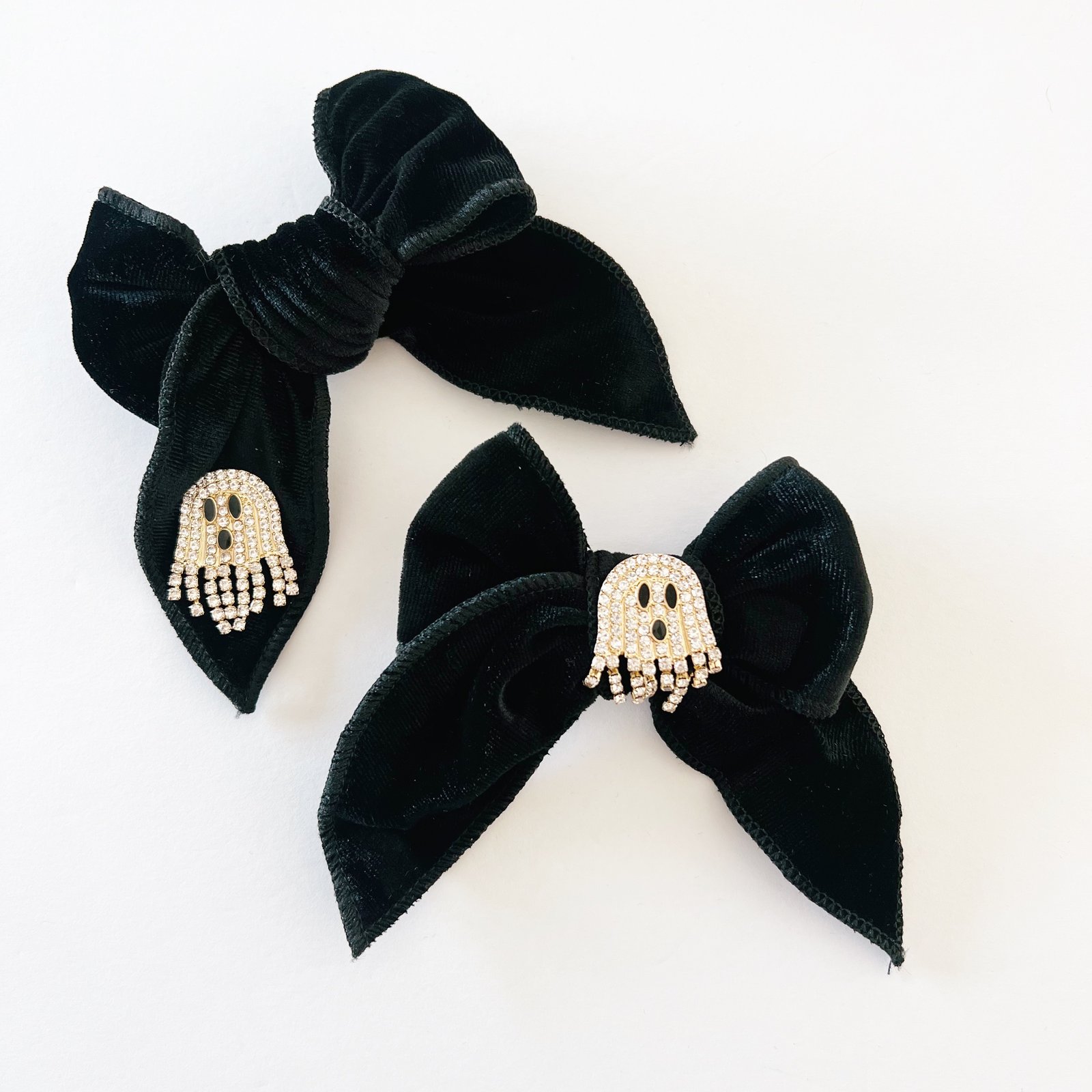 the daydream republic — Ghost Gem Hair Bow - Black Velvet