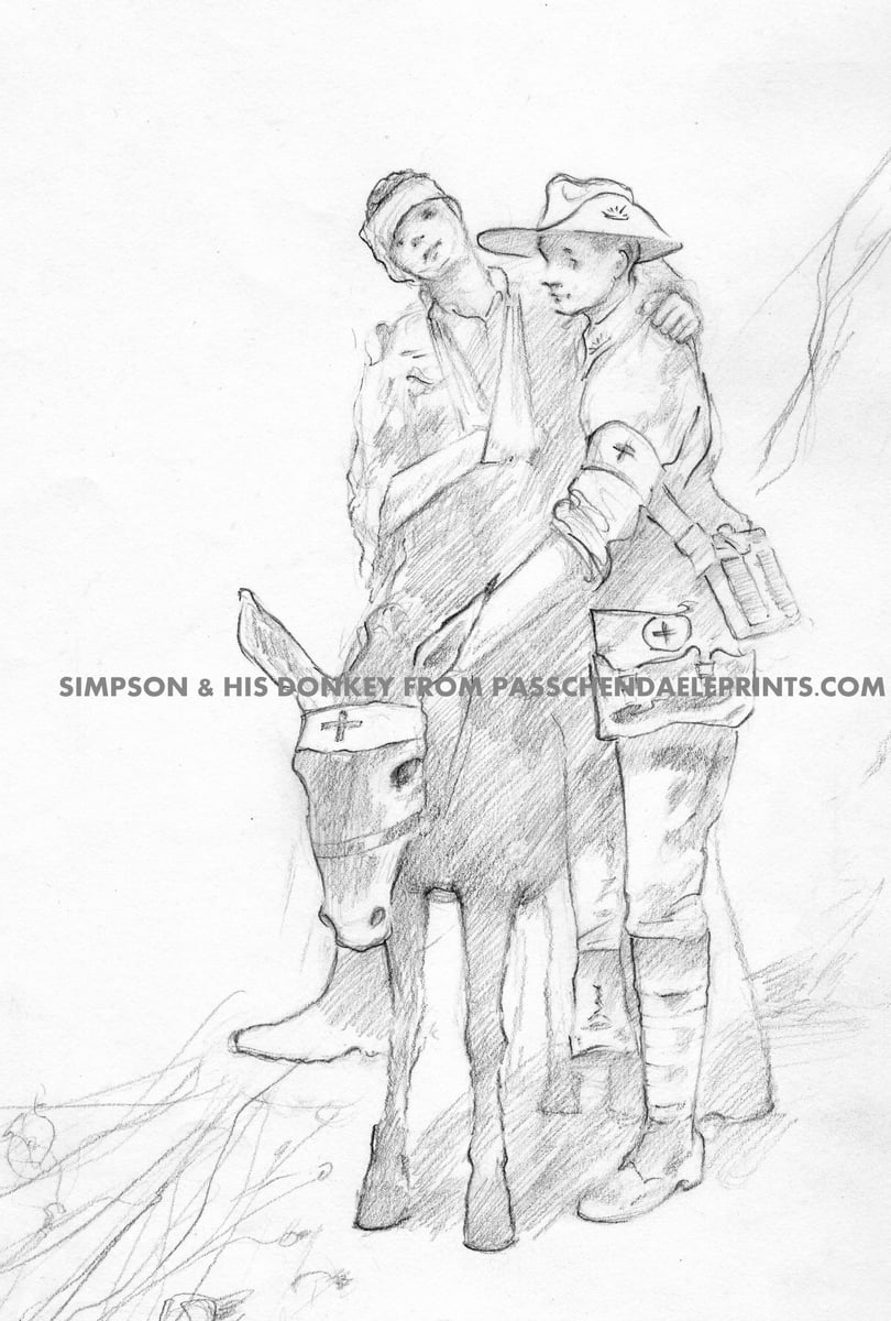 SIMPSON & HIS DONKEY ~ GALLIPOLI | Passchendaeleprints.com