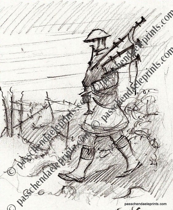 Scots Piper into Battle of The Somme | Passchendaeleprints.com