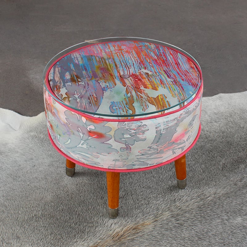 JOSIAH Glass Top Sidetable / Footstool | Alfie and Audrey