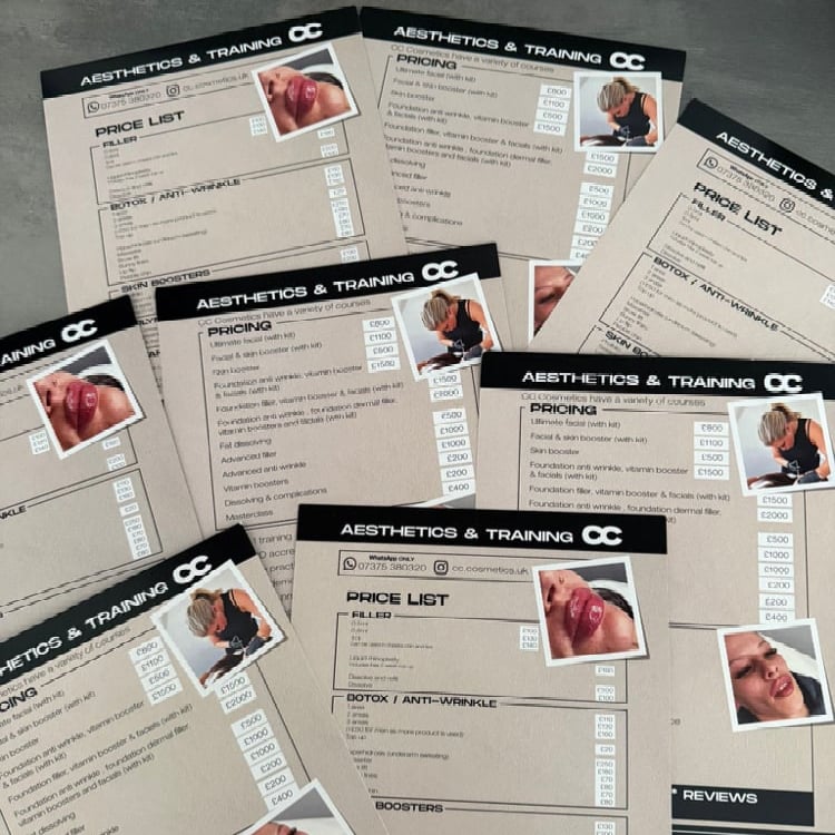 A5 Silk Price List Printing | Salon & Beauty Flyers | Zdoesdesign