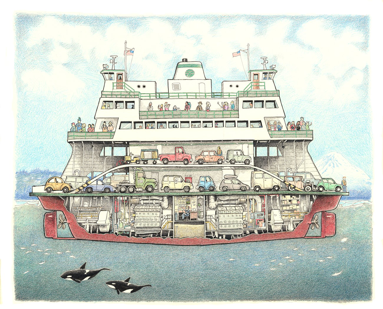 Washington State Ferry 15" X 18" | The Scow