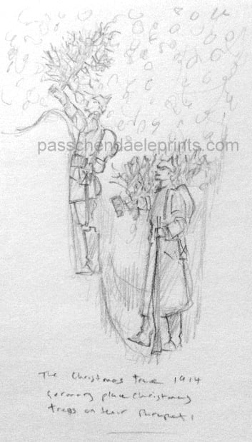THE CHRISTMAS TRUCE 1914 ORIGINAL DRAWING THE XMAS TREE ...