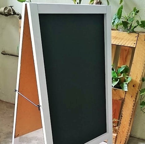 Medium Double Sided Standing Chalkboard with White Wooden Frame (90cm X ...