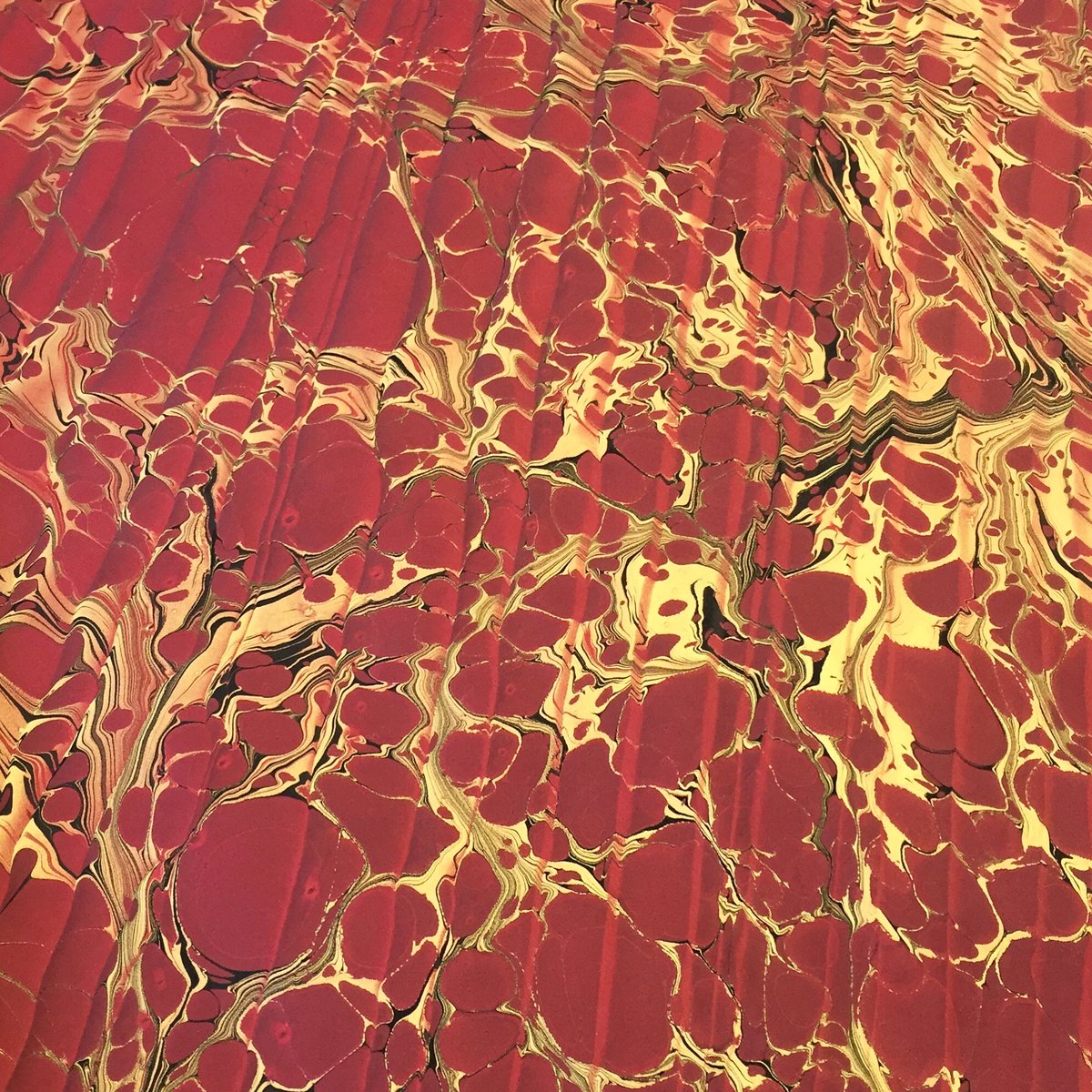 Marbled Paper #95 - 'Metallic Spanish Ripple on Red' | Jemma Lewis ...
