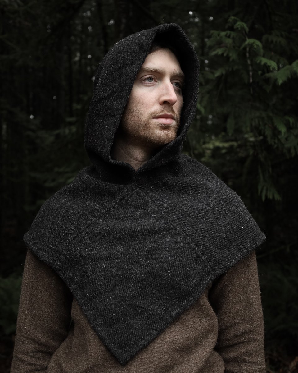 Medieval Hood - Heavyweight Charcoal Twill | archaicgrowth