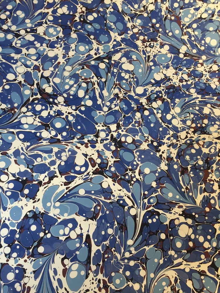 Marbled Paper #52 modern blue floral | Jemma Lewis Marbling and Design