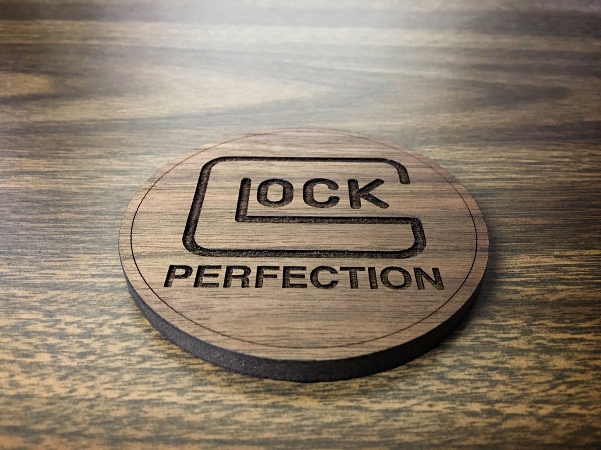 Rogue Creative — Glock Laser engraved Walnut wood drink coaster set of 2