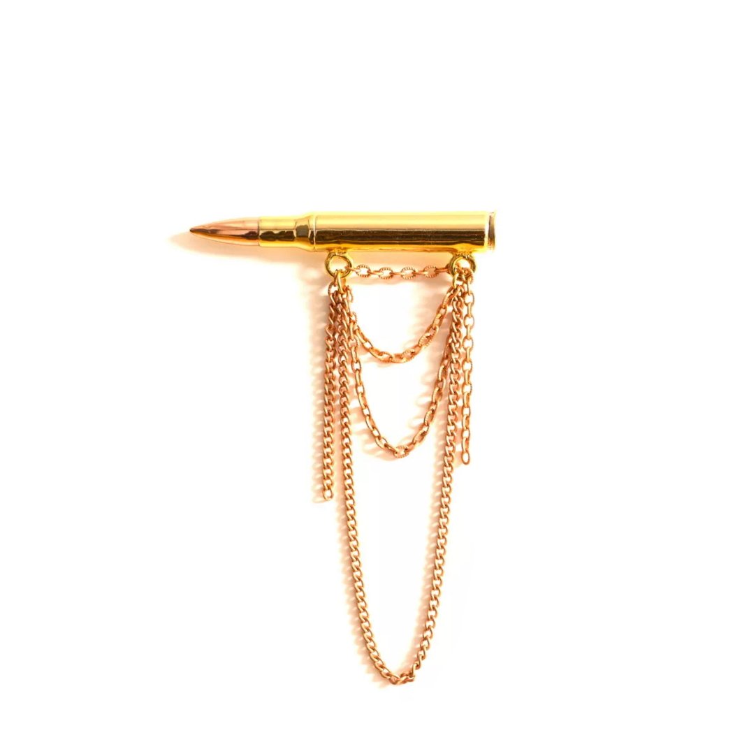 Bullet pin w/chains (gold) / RED VLVT
